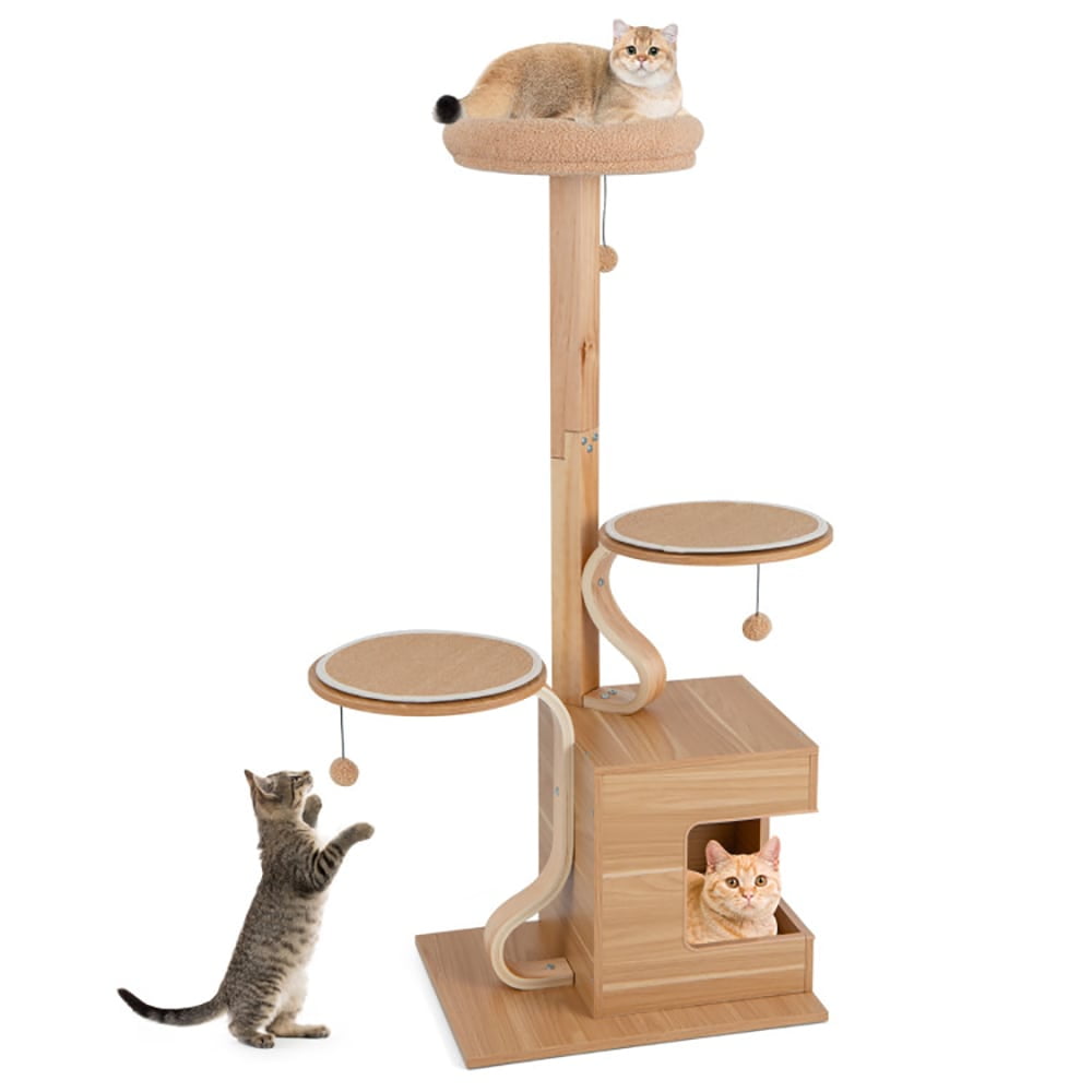 Spaco Cat Tree, 54-Layer Wooden Cat Tree 51" Tall Cat Tower with Condo ...