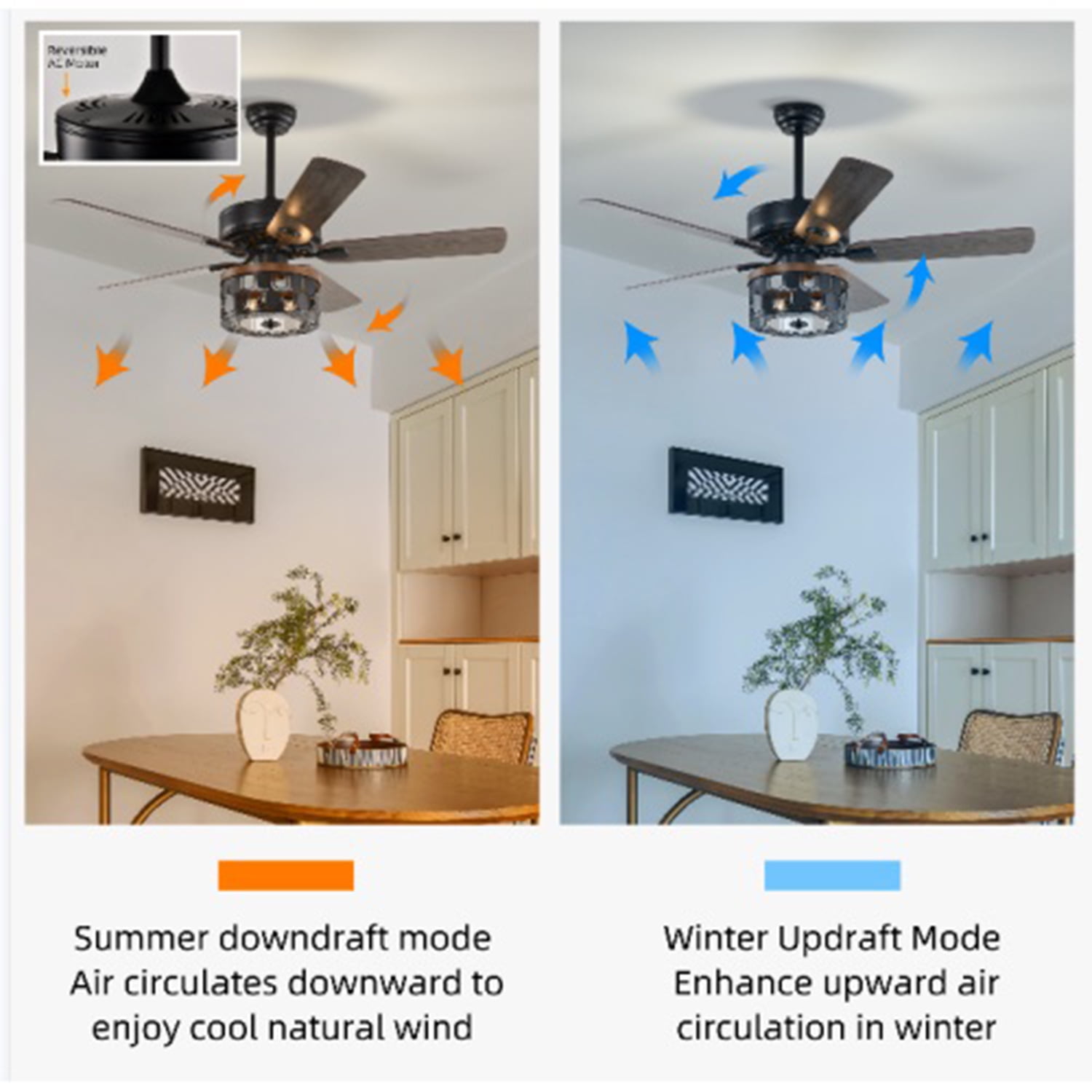 Spaco Ceiling Fans with Lights,52 Inch Plywood Blades Ceiling Fan With ...