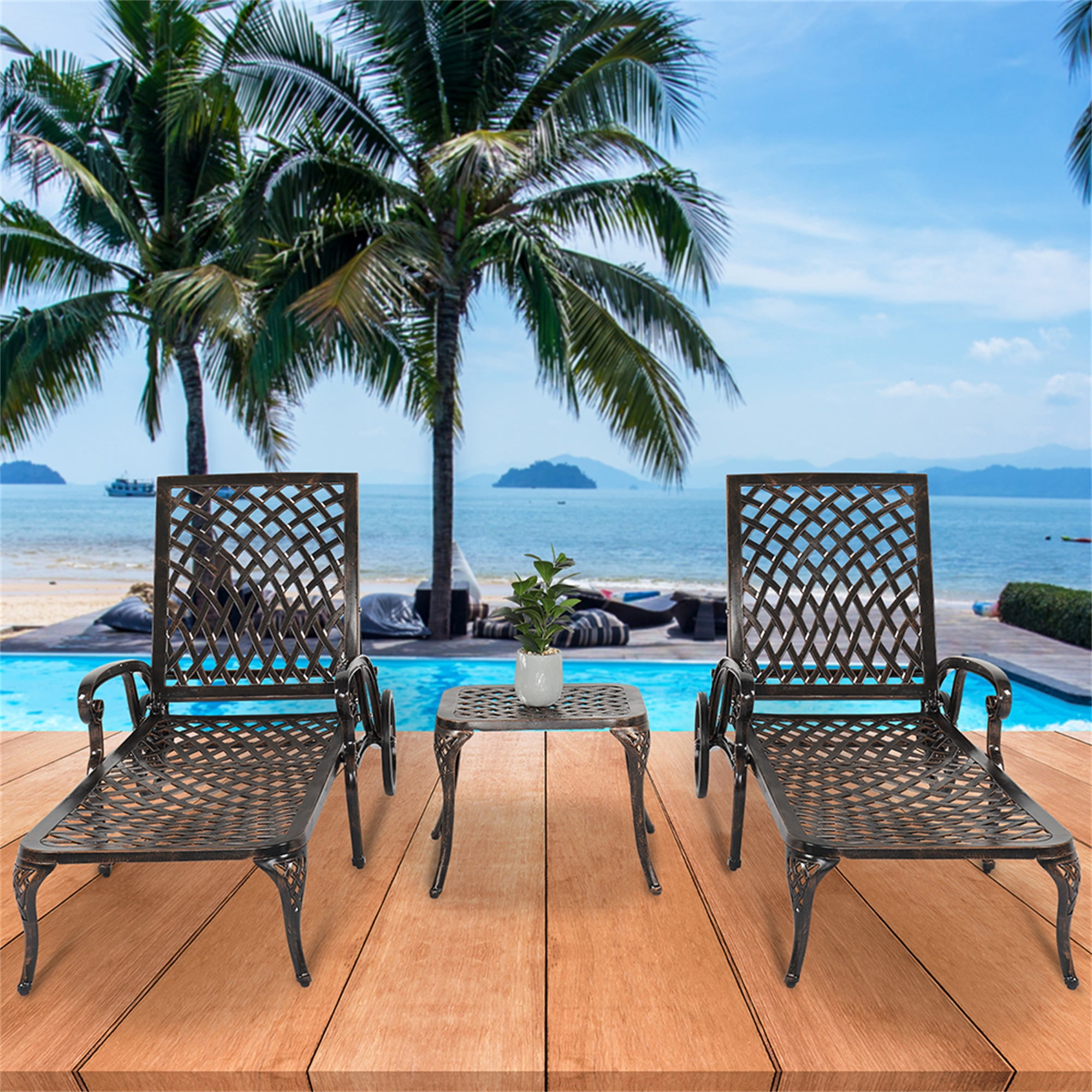 Spaco Chaise Lounge Chair Outdoor, Pool Lounge Chairs, Backrest ...