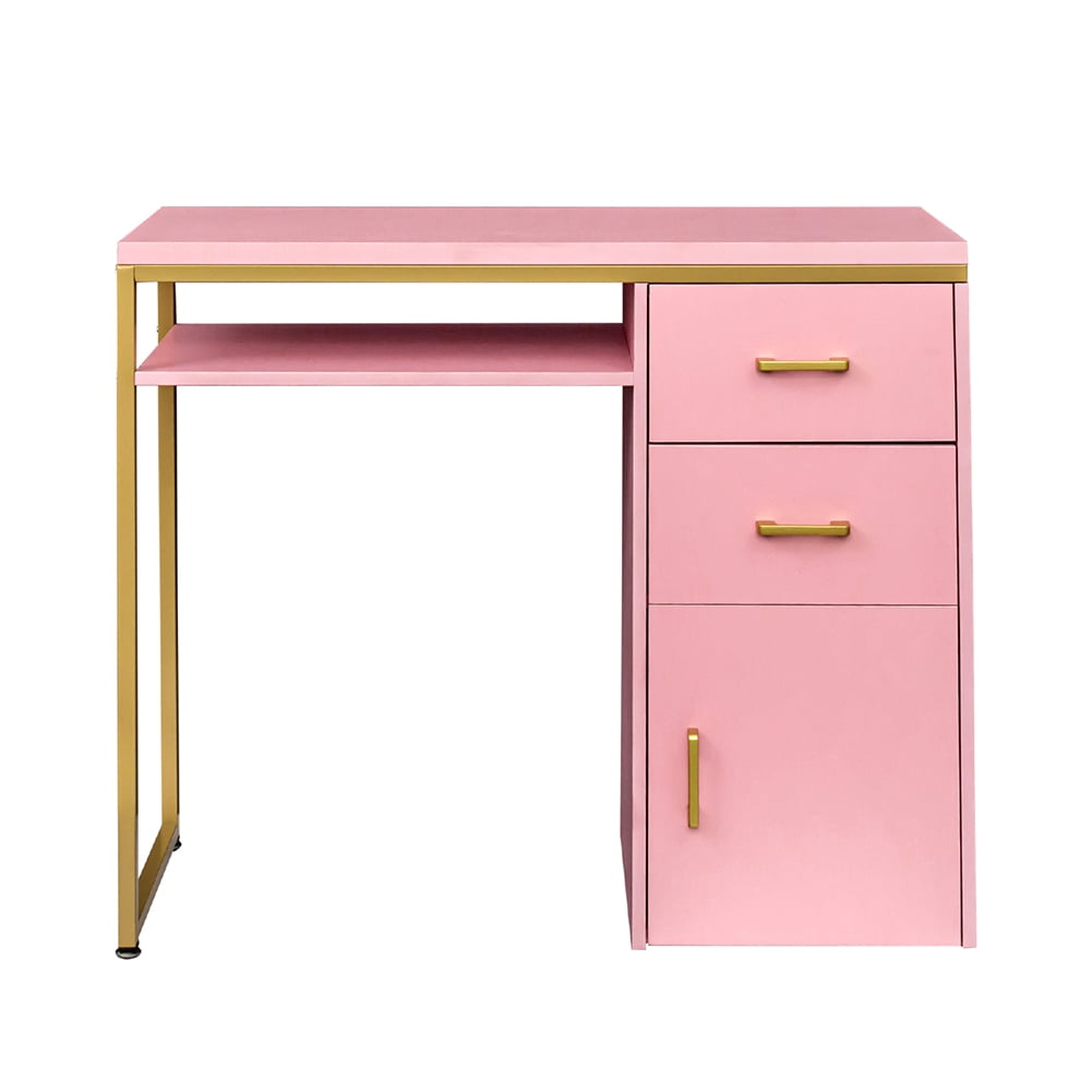 Spaco Computer Desk with Metal Frame, Chipboard Study Desk with Iron ...