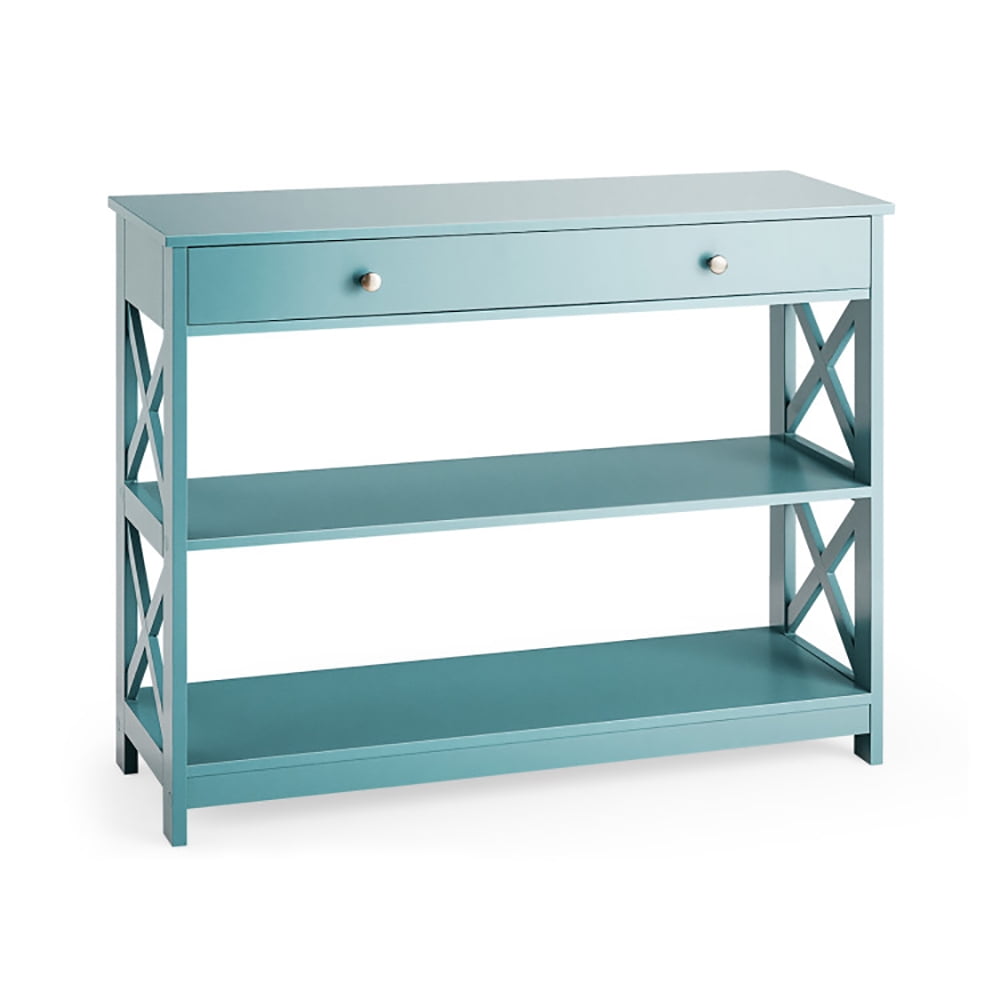 Spaco Console Table 3-Tier with Drawer and Storage Shelves-Turquoise ...
