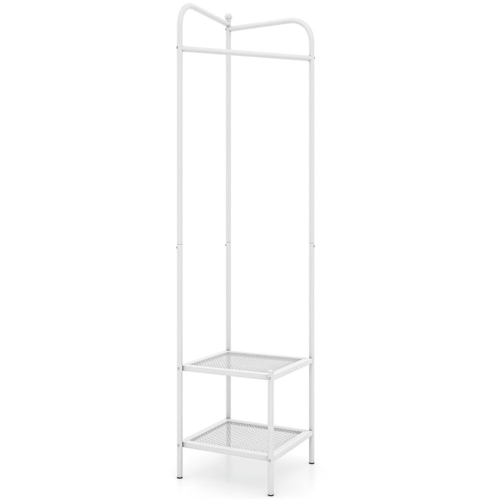 Spaco Corner Coat Rack with Top Hanger and 2 Mesh Shelves for Entryway ...