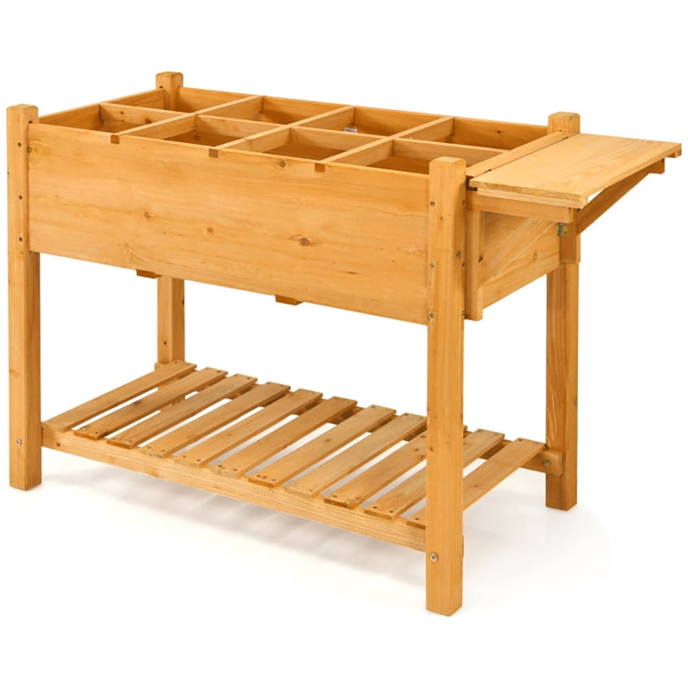 Spaco Elevated Planter Box Kit with 8 Grids and Folding Tabletop ...