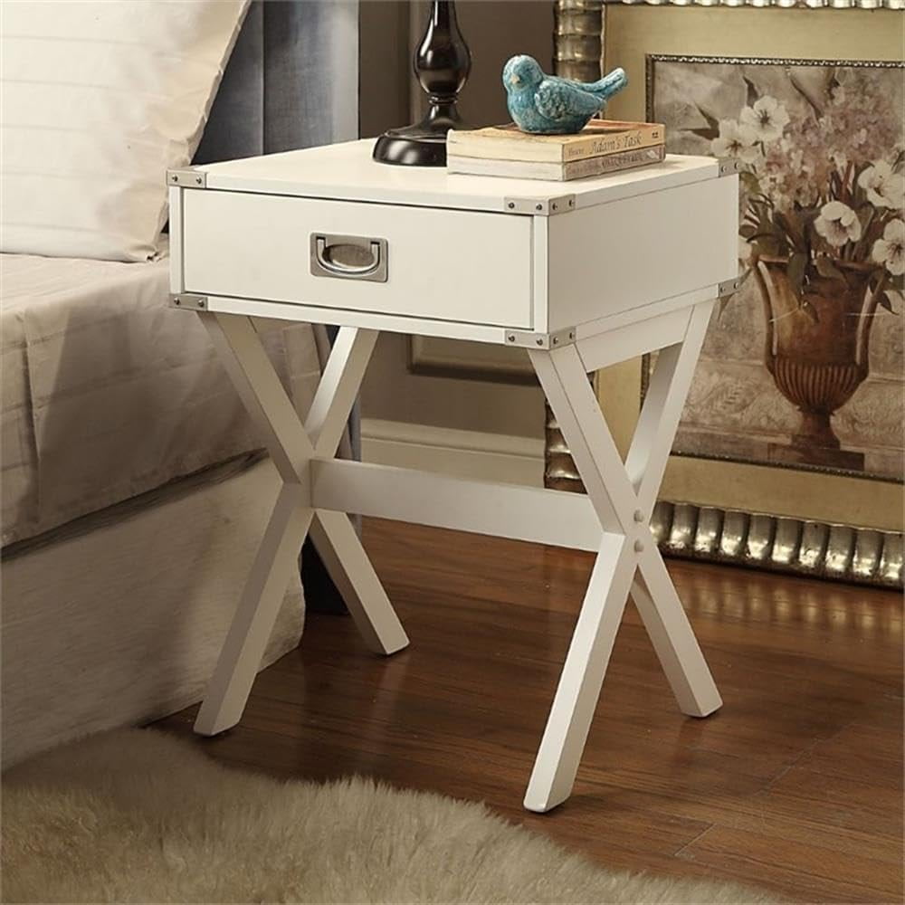 Spaco End Table in White, End Table with X Shape Base, Square Table ...