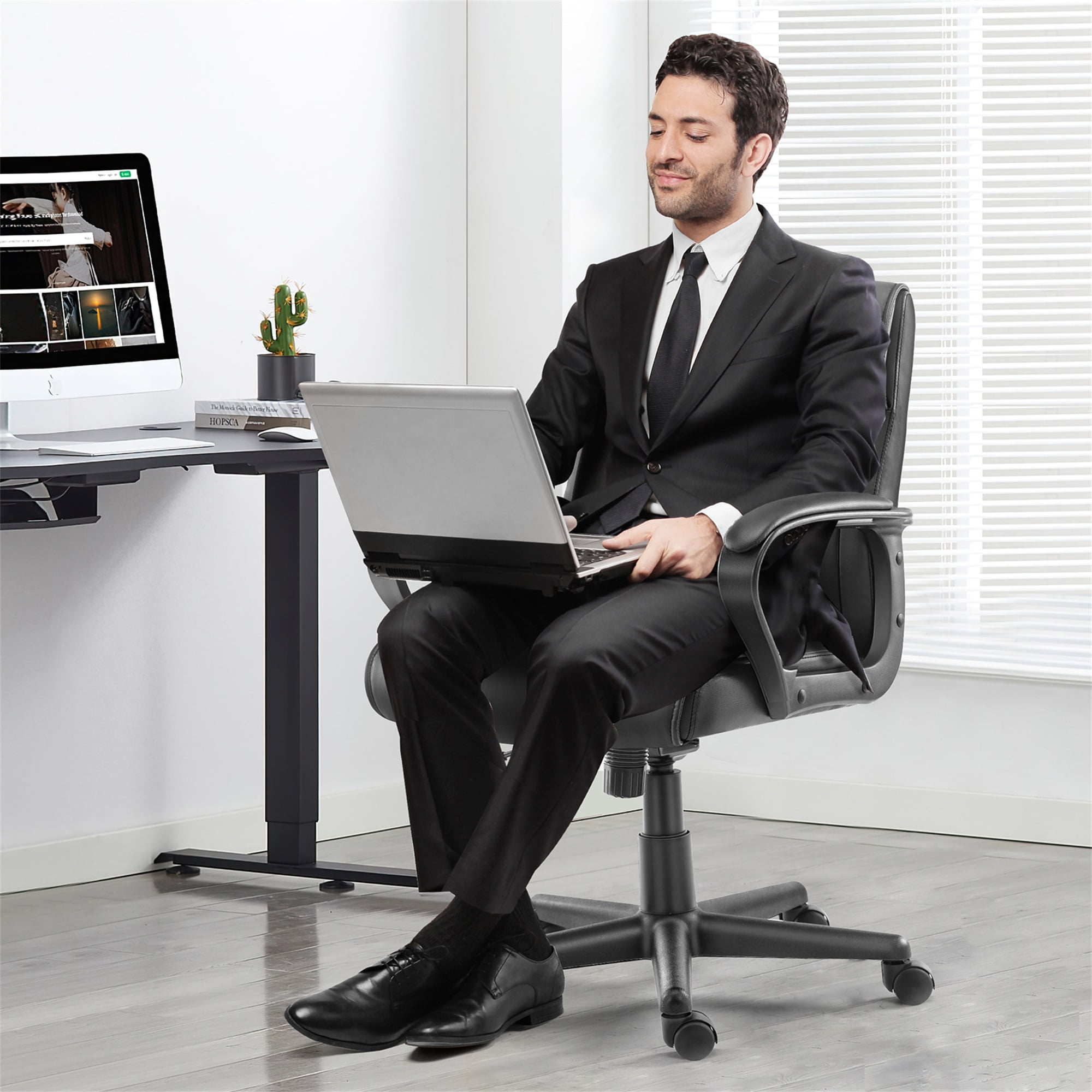 Spaco Ergonomic Office chair with Flip Up Arms, Executive High Back Big ...