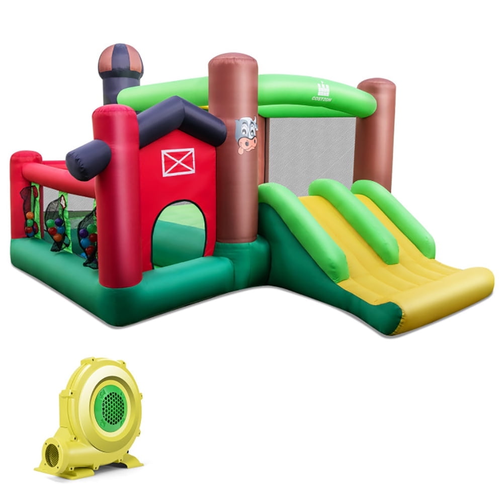 Spaco Farm Themed 6-in-1 Inflatable Castle with Trampoline and 735W ...