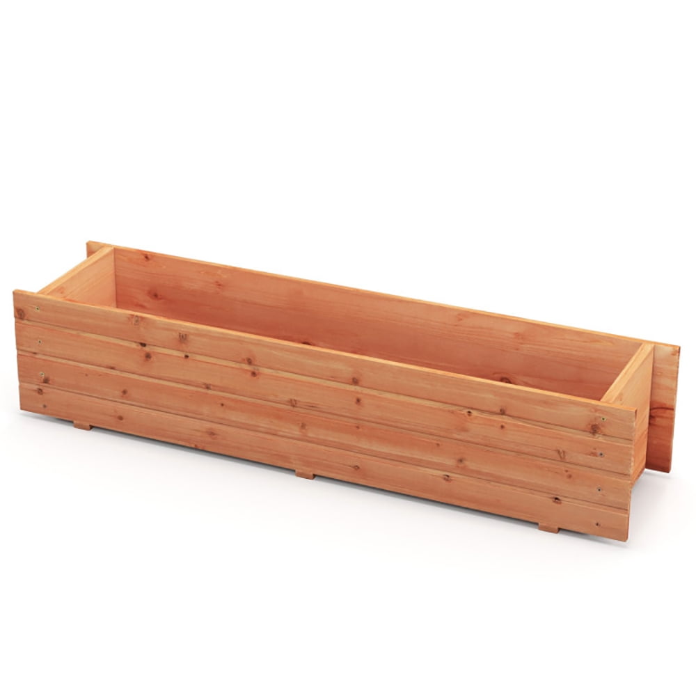 Spaco Fir Wood Planter Box with 2 Drainage Holes and 3 Added Bottom ...