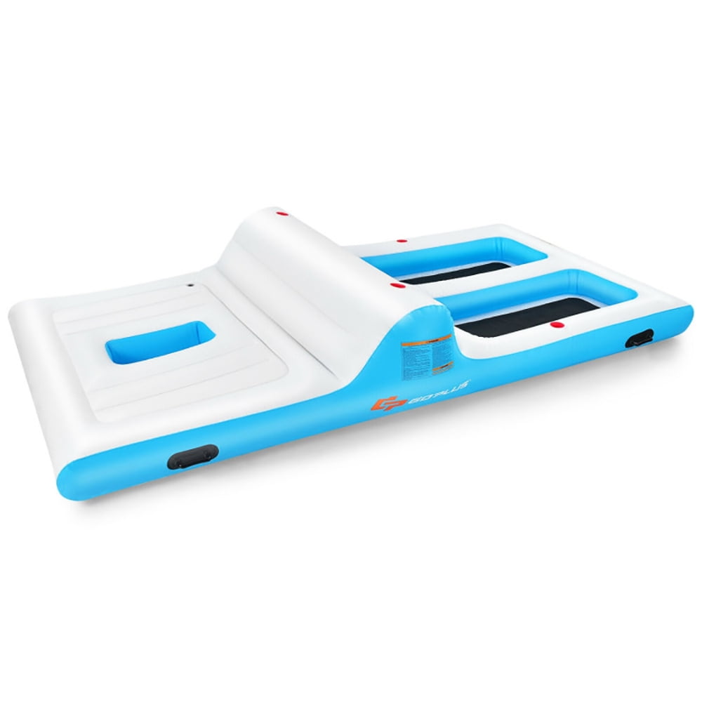 Spaco Floating 4 Person Inflatable Lounge Raft with 130W Electric Air ...