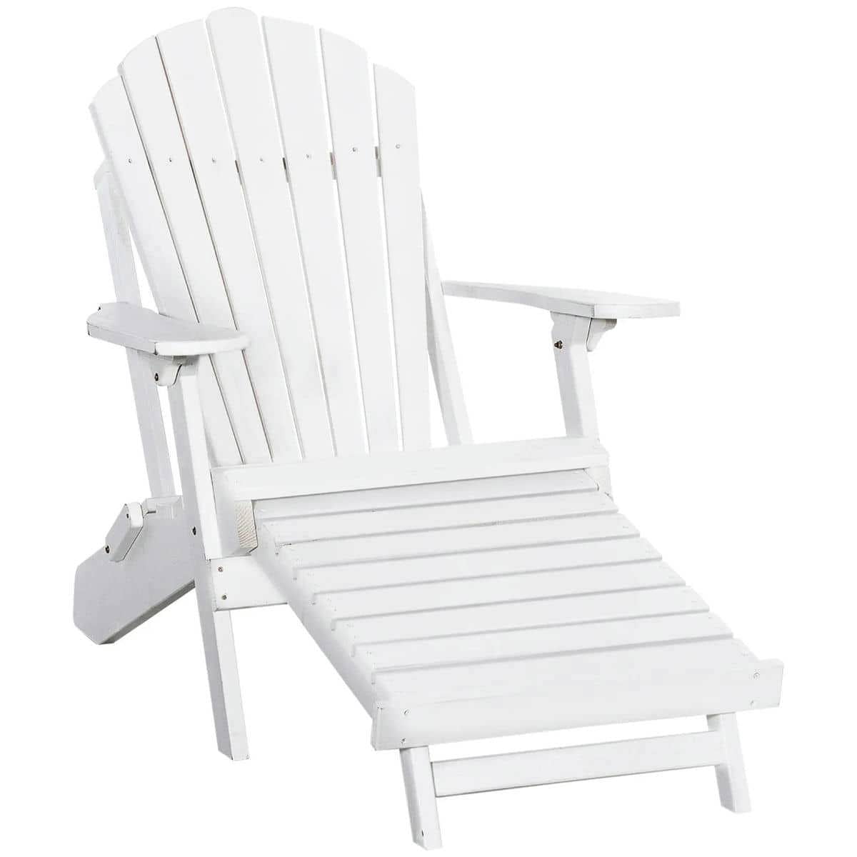 Spaco Folding Adirondack Chair with Pull Out Ottoman, Outdoor Fir Wood ...