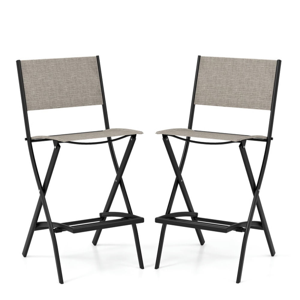 Spaco Folding Bar Stools Set of 2 with Backrest Humanized Footrest ...