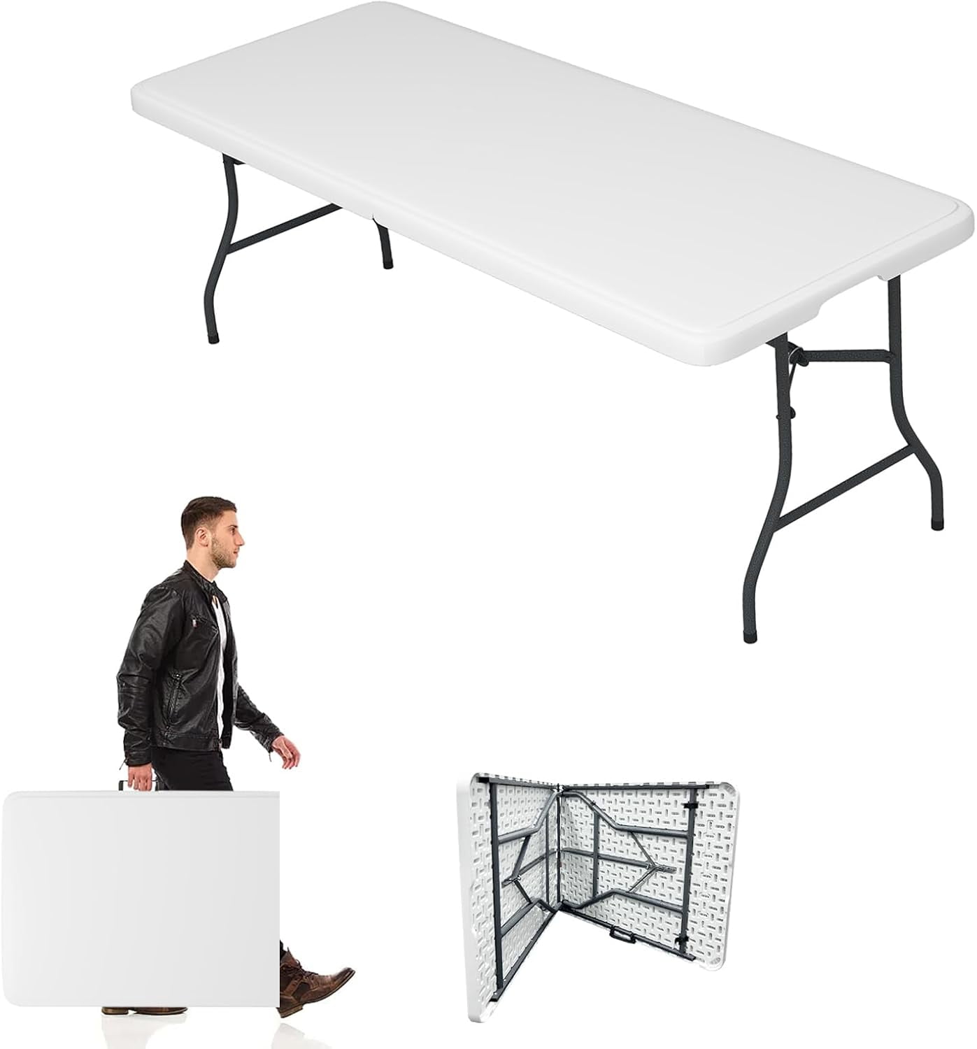 Spaco Folding Table 6 Foot,Heavy Duty Portable Folding Dining Table ...