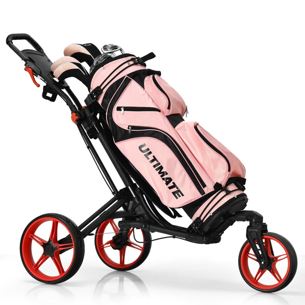 Spaco Golf Push Cart, Golf Trolley Lightweight Golf Bag Pull Cart,3 ...