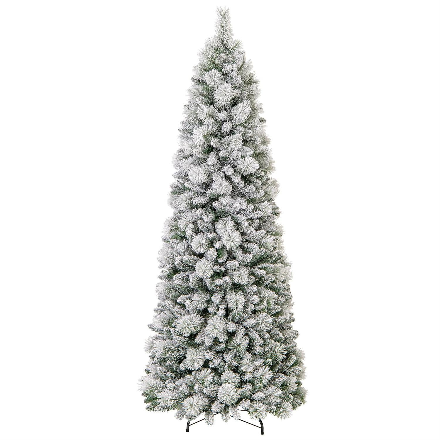 Spaco Green Flocked Christmas Tree - 7 Feet, 517 Branch Tips, 170 Warm ...