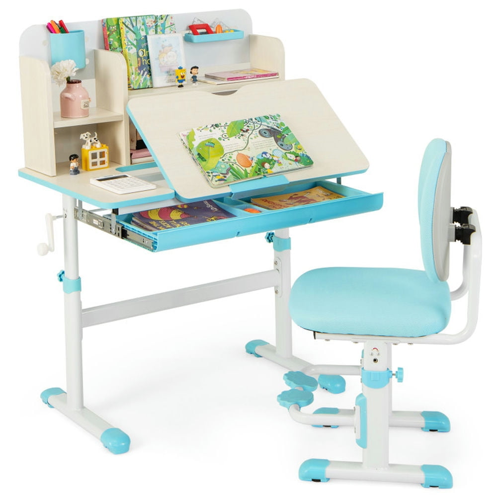 Spaco Height Adjustable Children School Home Study Table and Chair Set ...