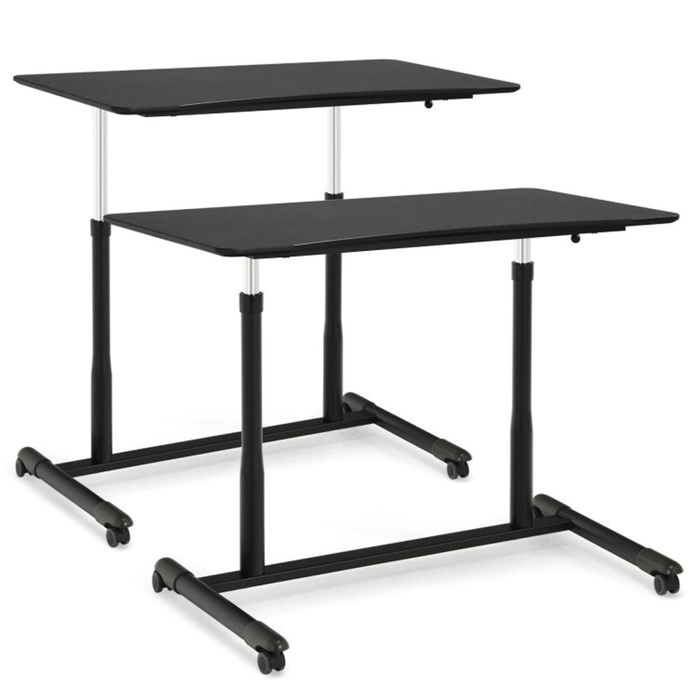 Spaco Height Adjustable Computer Desk Sit to Stand Rolling Notebook ...