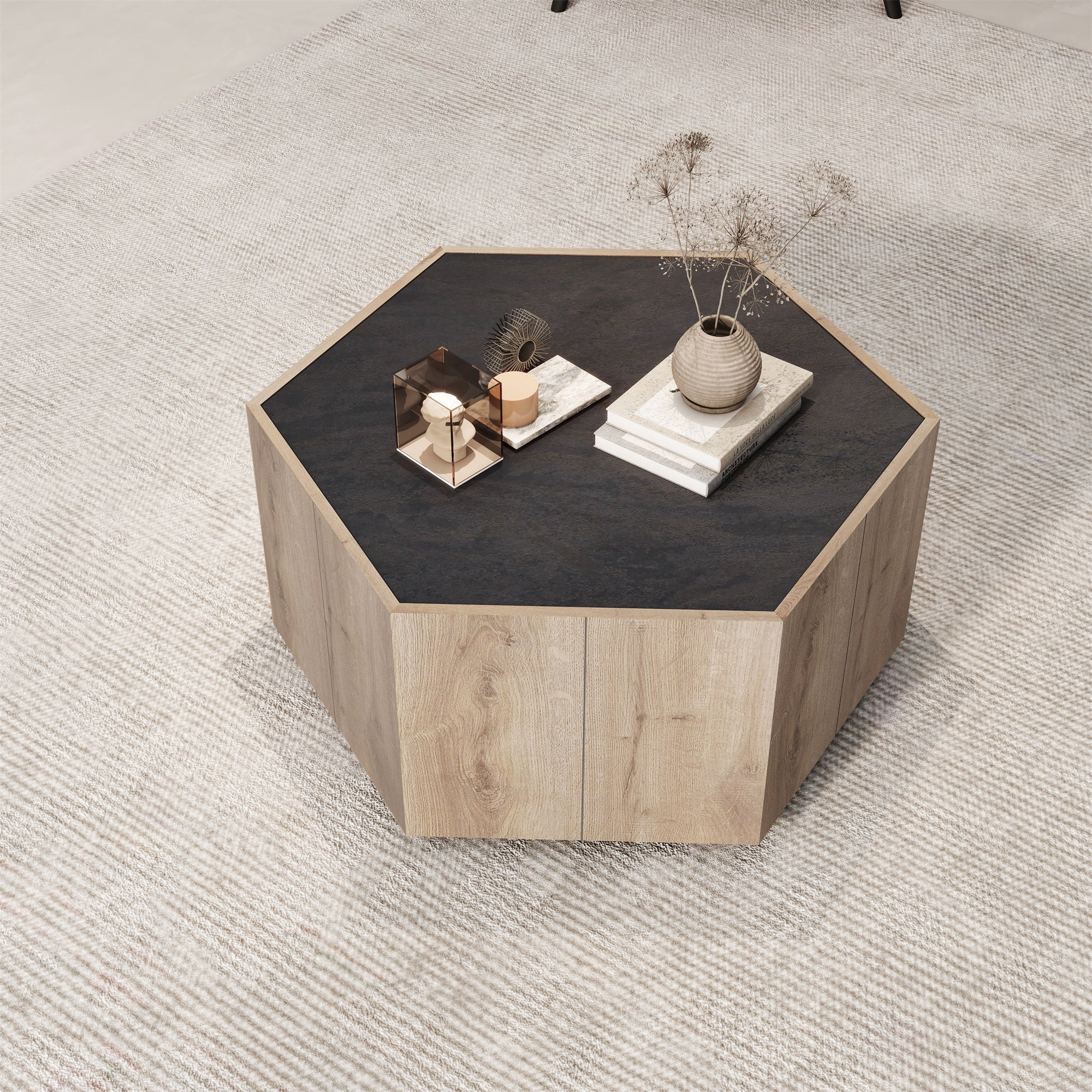 Spaco Hexagonal End Table, Side Table for Couch, Coffee Table with 2 ...