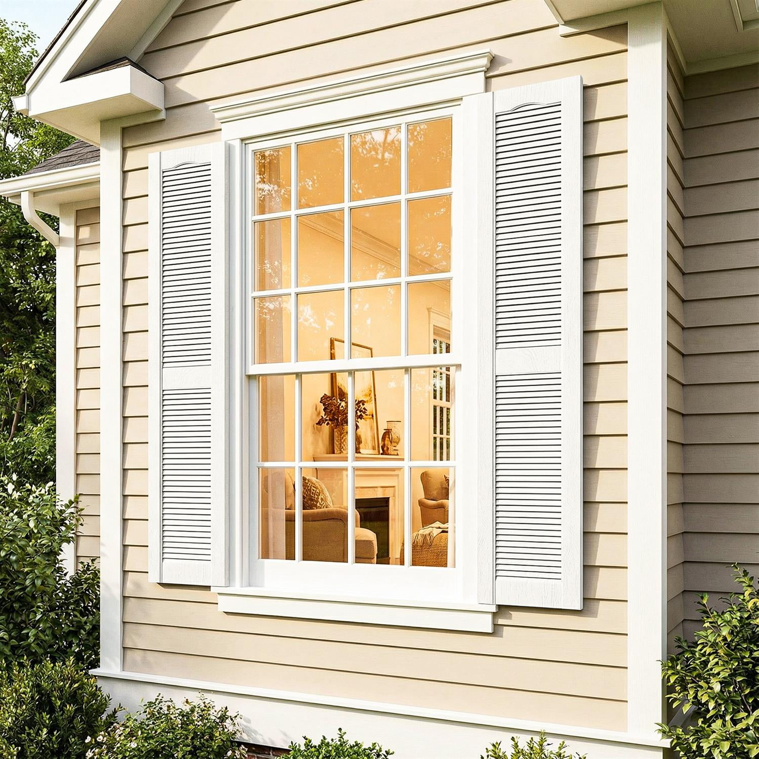 Spaco Indoor/Outdoor Exterior Louvered Shutters, Weather-Resistant ...