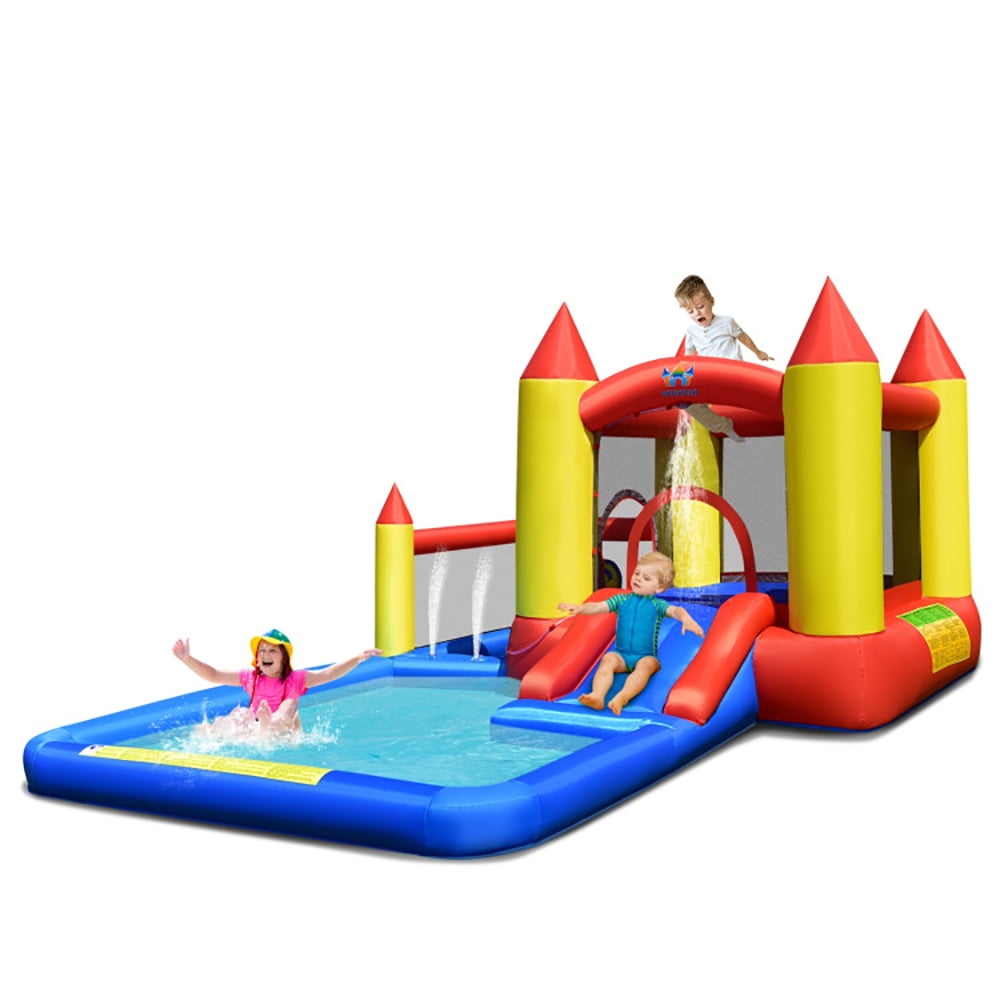 Spaco Inflatable Water Slide with Slide and Jumping Area, Jumping ...