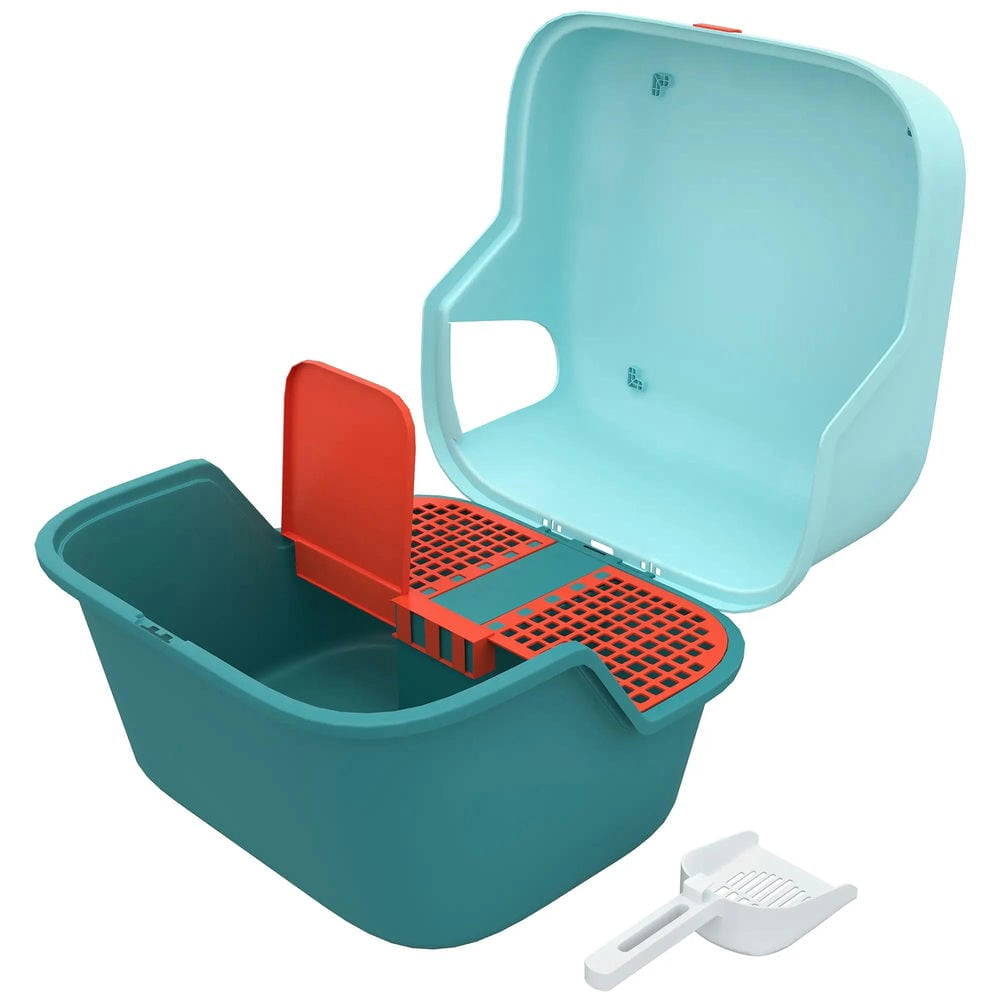 Spaco Innovative Entry Design Cat Litter Box with Scoop, Easy to Clean ...