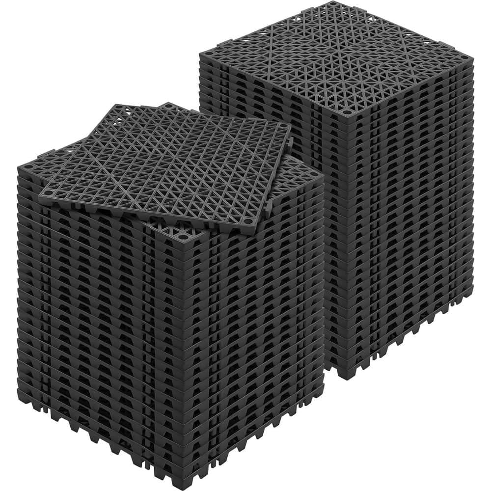 Spaco Interlocking Tile 55PCS Black, Drainage Tiles 12" x 12" Splicing ...