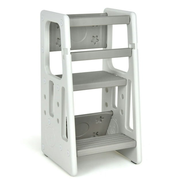 Spaco Kids Kitchen Step Stool with Double Safety Rails -Gray, Step ...