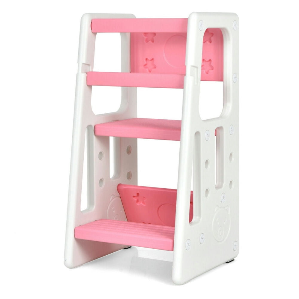 Spaco Kids Kitchen Step Stool with Double Safety Rails-Pink, Step Stool ...