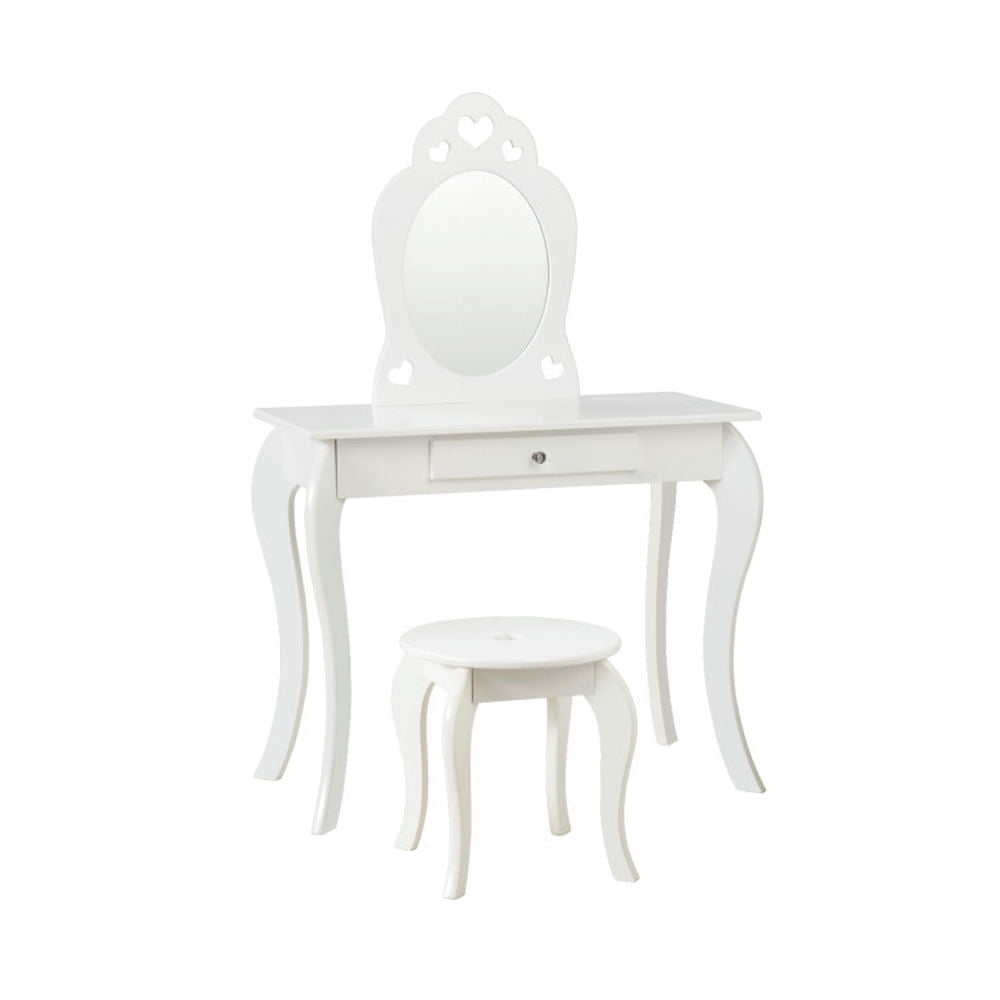 Spaco Kids Princess Makeup Dressing Play Table Set with Mirror -White ...