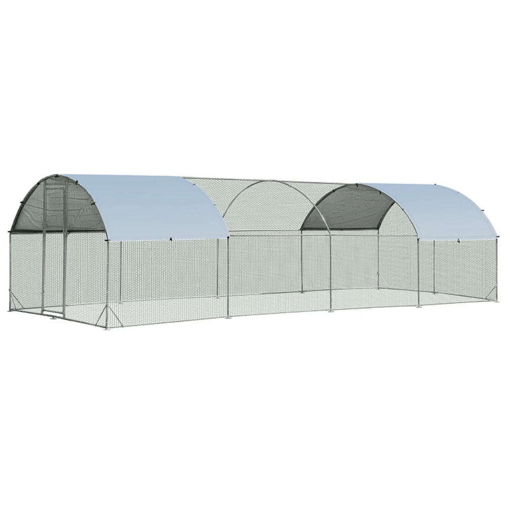 Spaco Large Metal Chicken Coop with Waterproof and Sun-protective Cover ...