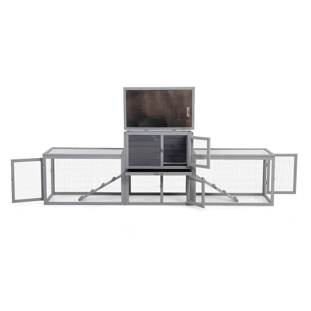 Spaco Large Rabbit Cage, Galvanized Mesh & Premium Pine, 3-Section ...