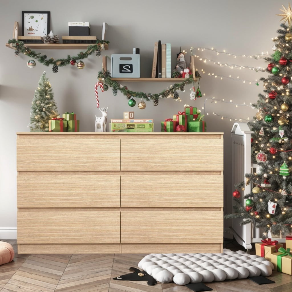 Spaco Light Woodgrain 6-Drawer Chest - Metal Slide Rails, Classified ...