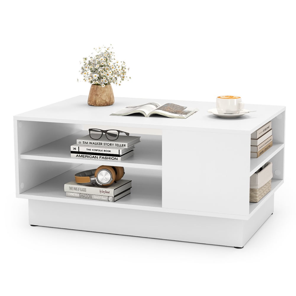 Spaco Modern Coffee Table with 2-Tier Open Storage Shelves, Coffee ...
