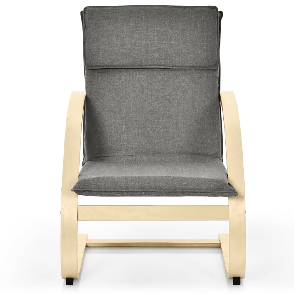Spaco Modern Fabric Upholstered Bentwood Lounge Chair-Gray, Modern Mid ...