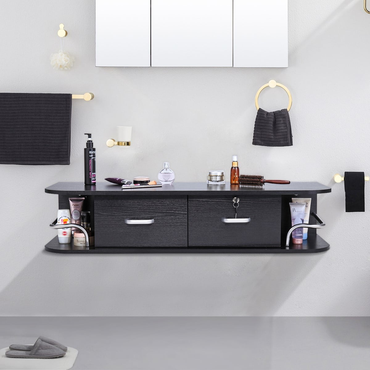 Spaco Modern Wall-Mounted Styling Station, Hair Salon Locking Cabinet ...