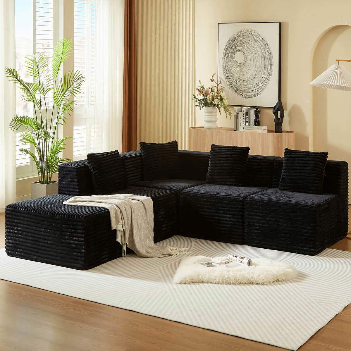 Spaco Modular Sectional Couches with Deep Seat, L-Shape Cloud Sofa ...