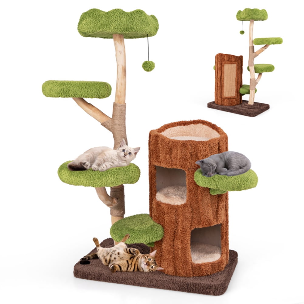 Spaco Multi-level Cat Tree with Double Decker Cat House and Sisal Panel ...