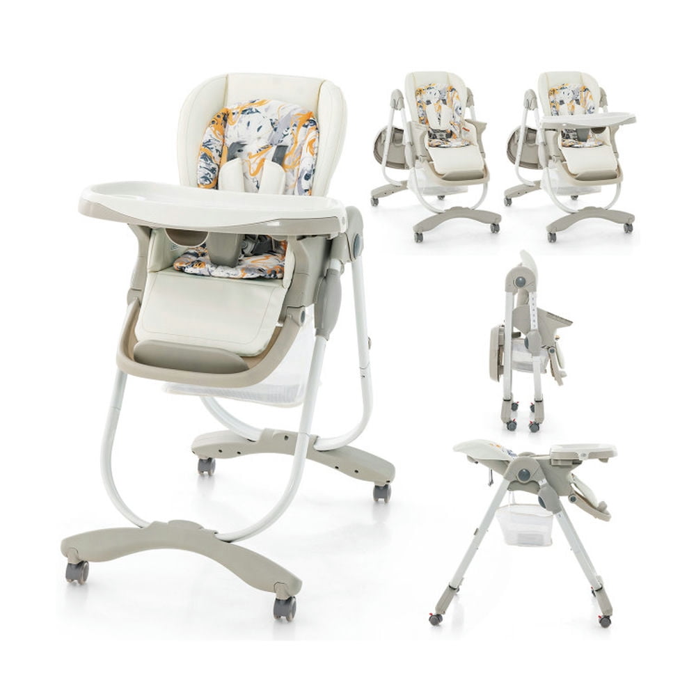 Spaco Multifunctional Folding Baby High Chair with Cozy Cushioned Seat ...
