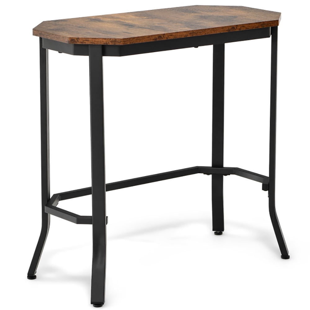 Spaco Narrow End Table with Rustic Wood Grain and Stable Steel Frame ...