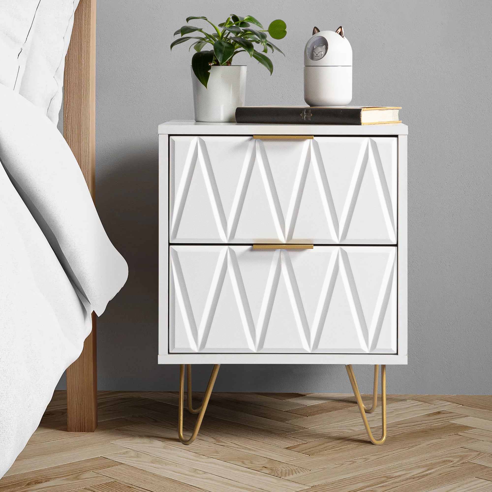 Spaco Night Stand, Modern Nightstand, Bedside Tables, Mid Century ...