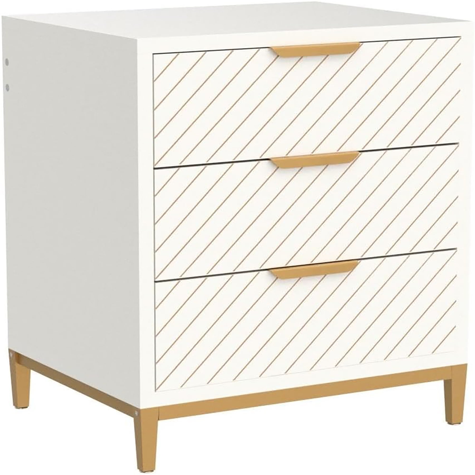 Kepooman Night Stands for Bedrooms, White and Gold Nightstands with 3 ...