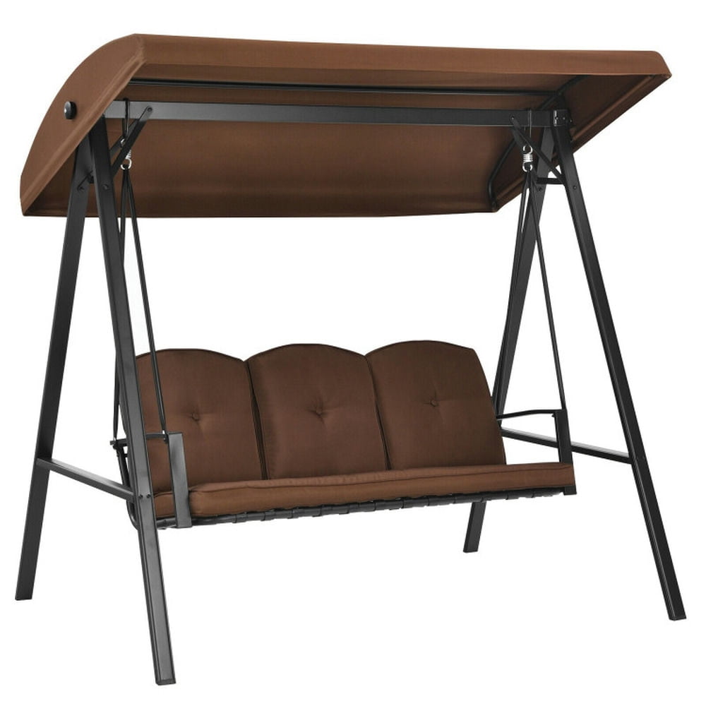 Spaco Outdoor 3-Seat Porch Swing with Heavy Duty Steel Frame, Porch ...