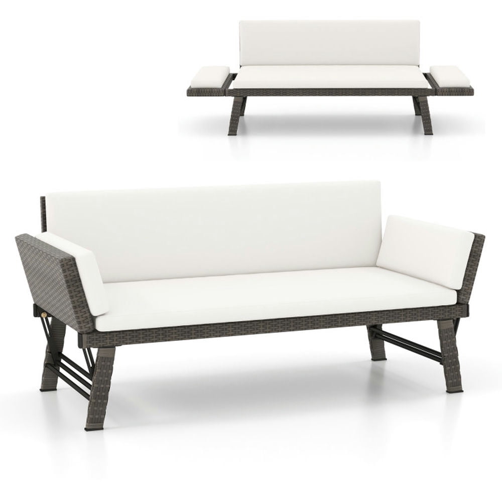 Spaco Outdoor Convertible Sofa Daybed with Adjustable Armrests for ...