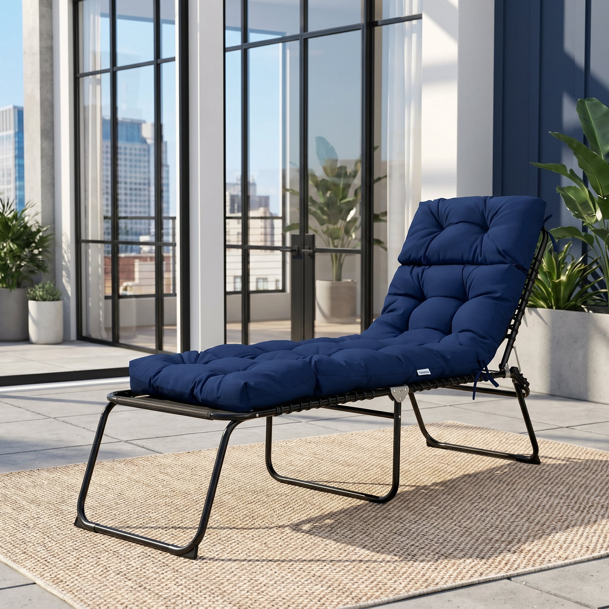 Spaco Outdoor Lounge Chaise Cushion with String Ties, Cushion for ...