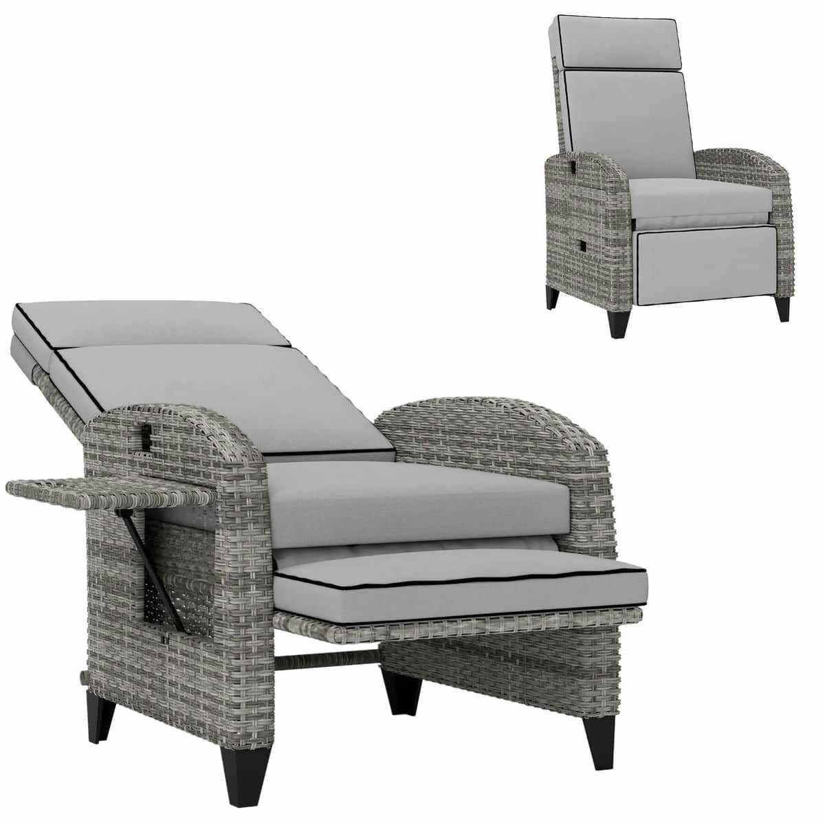 Spaco Outdoor Lounger with Padded Recliner, Comfortable Patio Lounge ...