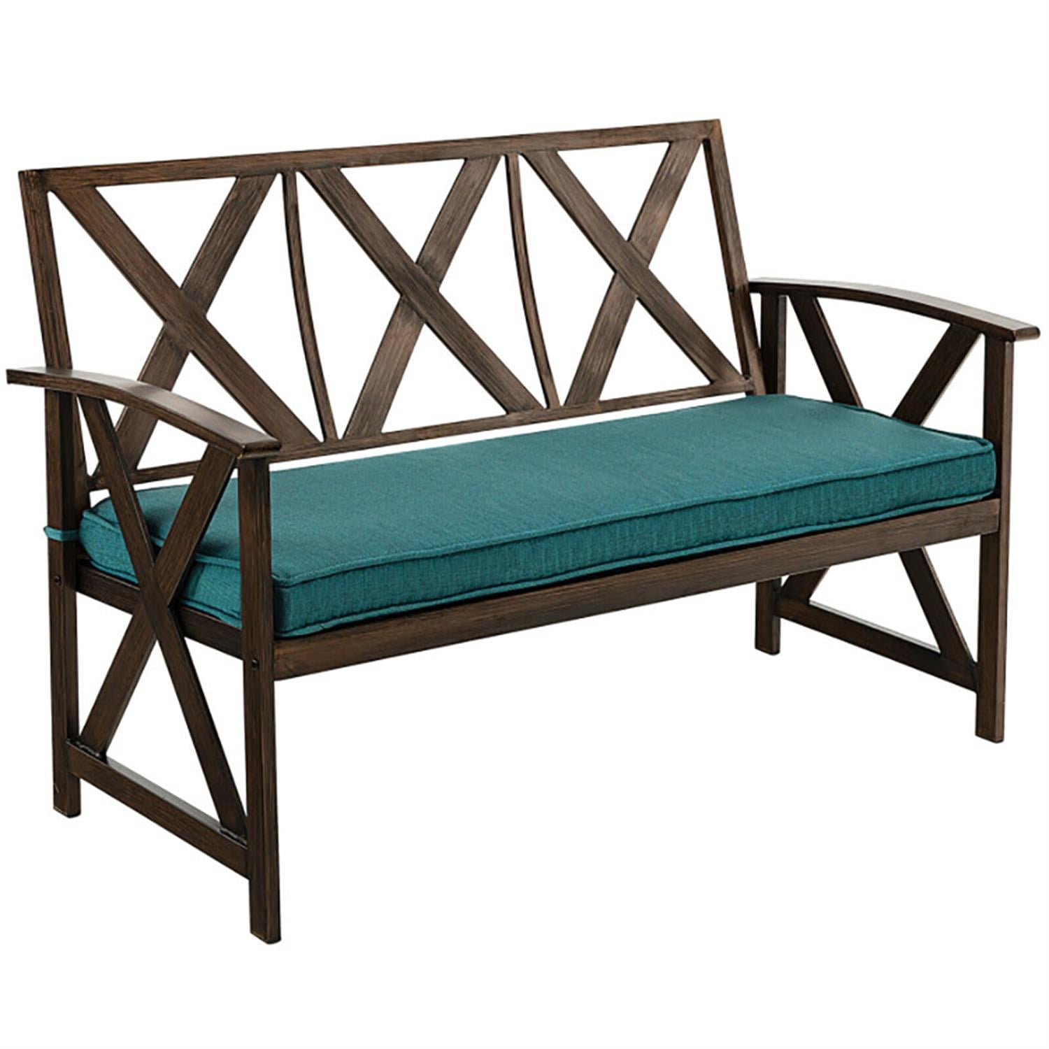 Spaco Outdoor Patio Bench with Detachable Sponge-Padded Cushion for ...