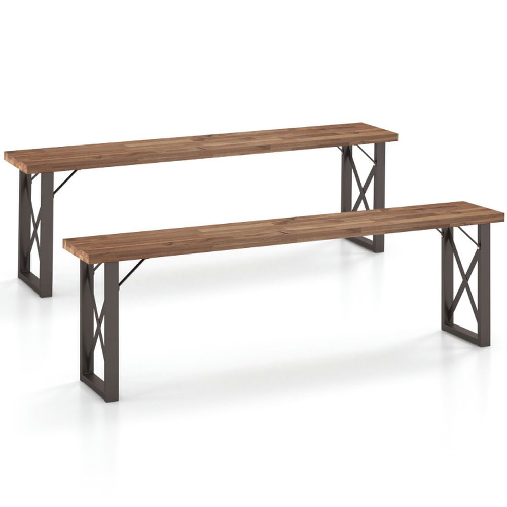 Spaco Outdoor Space-Saving Picnic Bench Set, Solid Acacia Wood Patio ...