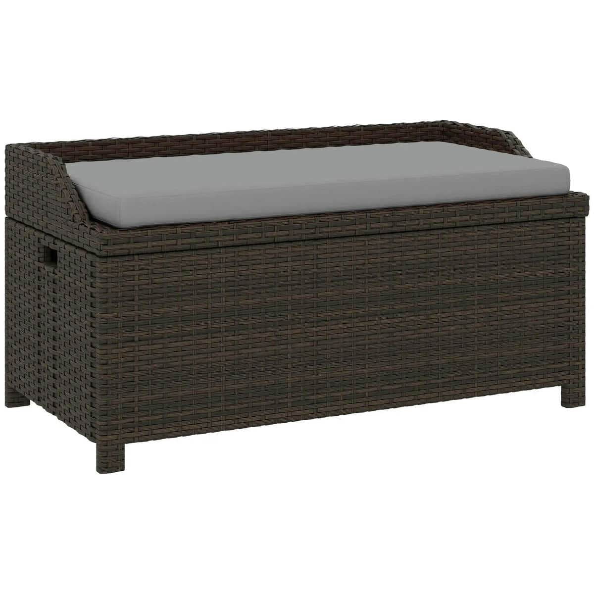 Spaco Outdoor Wicker Storage Bench with Storage & Cushion, 2-in-1 ...