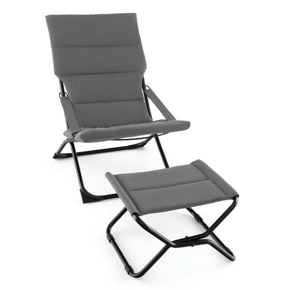 Spaco Patio Folding Sling Chair, Folding Sling Chair with Ottoman ...