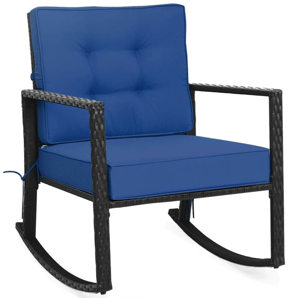 Spaco Patio Rattan Rocker Outdoor Glider Rocking Chair Cushion Lawn ...