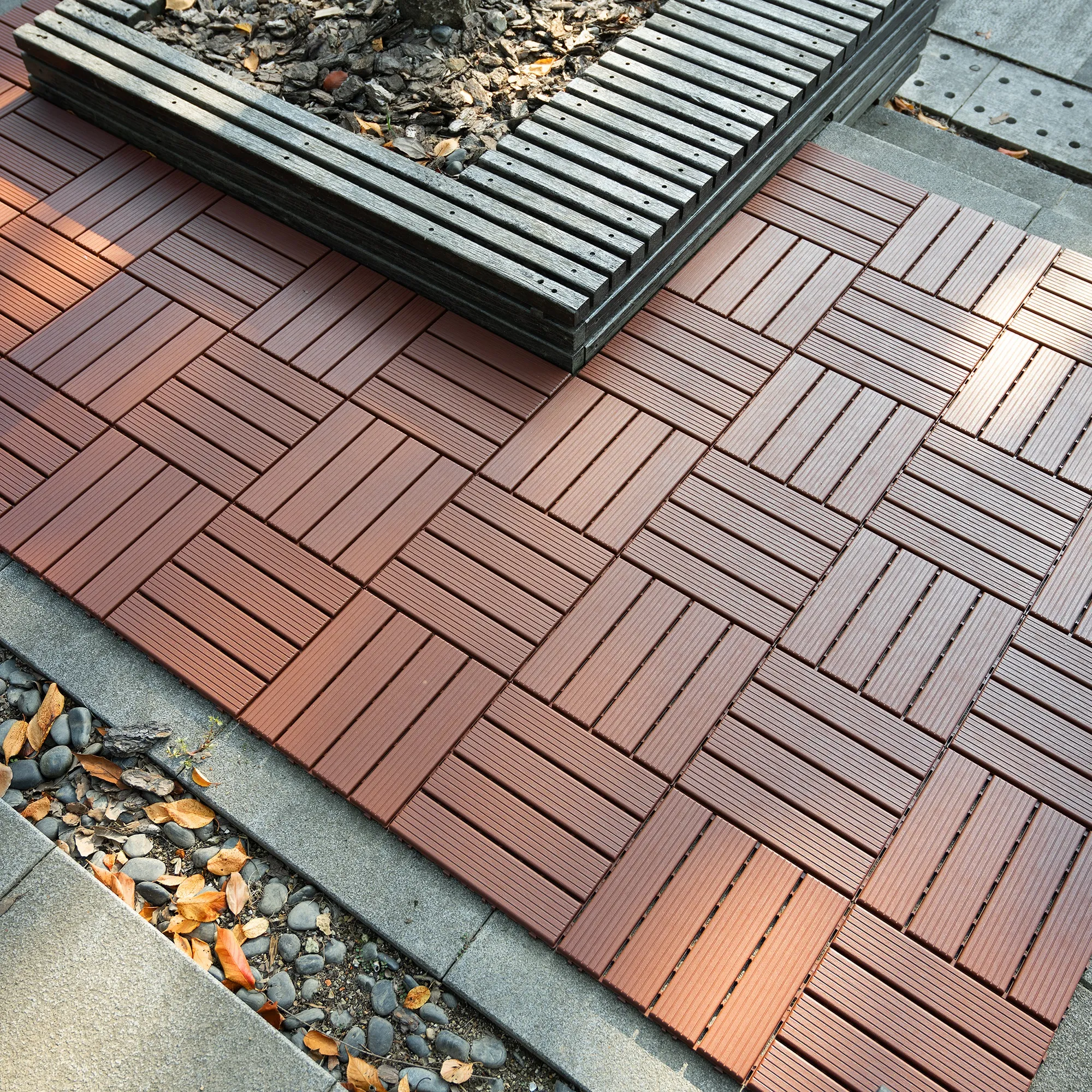 Spaco Plastic Interlocking Deck Tiles,44 Pack Patio Deck Tiles,11.8"x11 ...