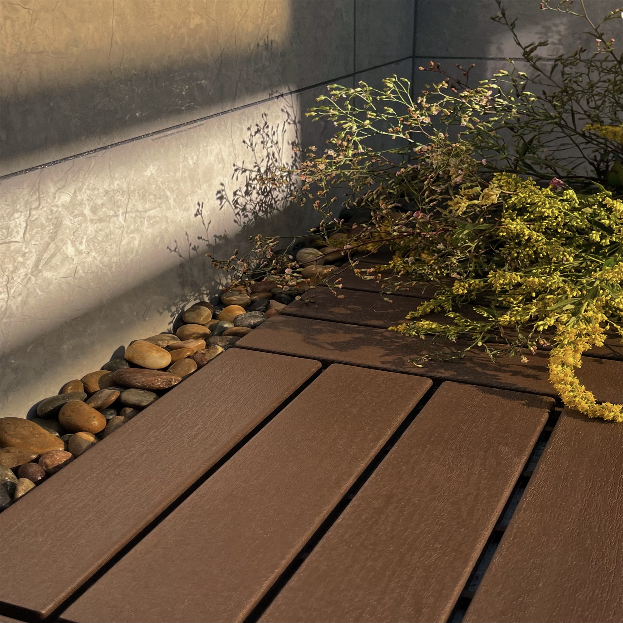 Spaco Plastic Interlocking Deck Tiles,44 Pack Patio Deck Tiles, Square ...